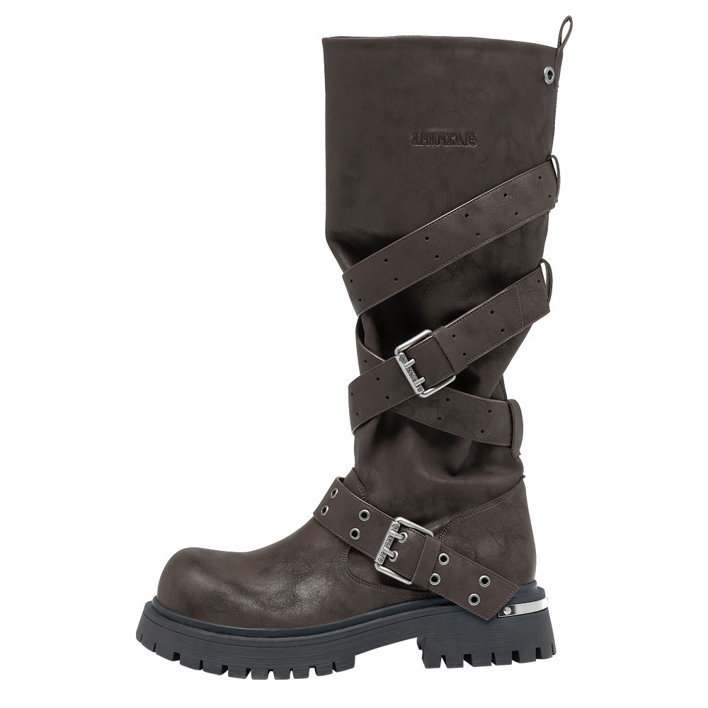 러스크 스트랩 슬라우치드 부츠 Rusk Strap Slouched Boots_Brown - HAGO(하고)