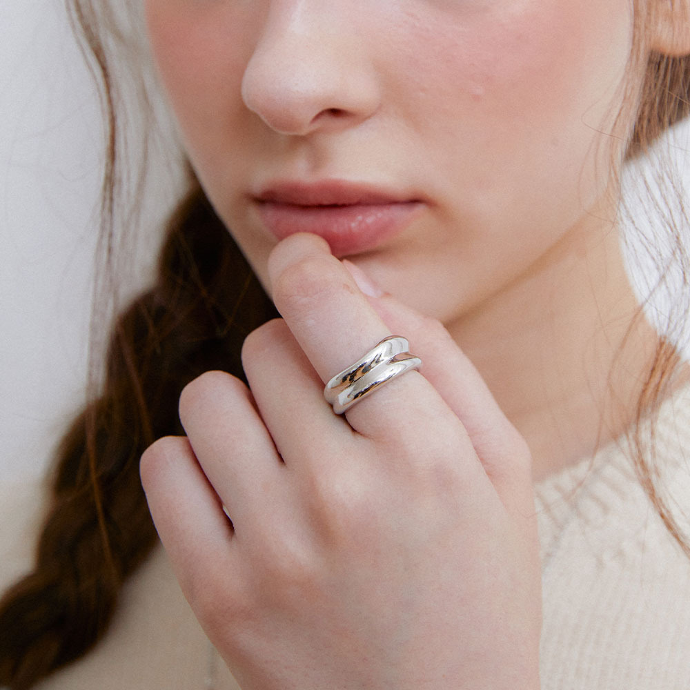 wave fold ring (R014_silver) - HAGO(하고)