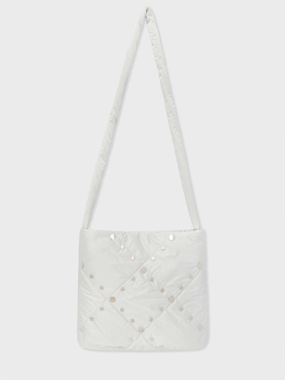 Stud Quilted Padding Bag_light gray - HAGO(하고)
