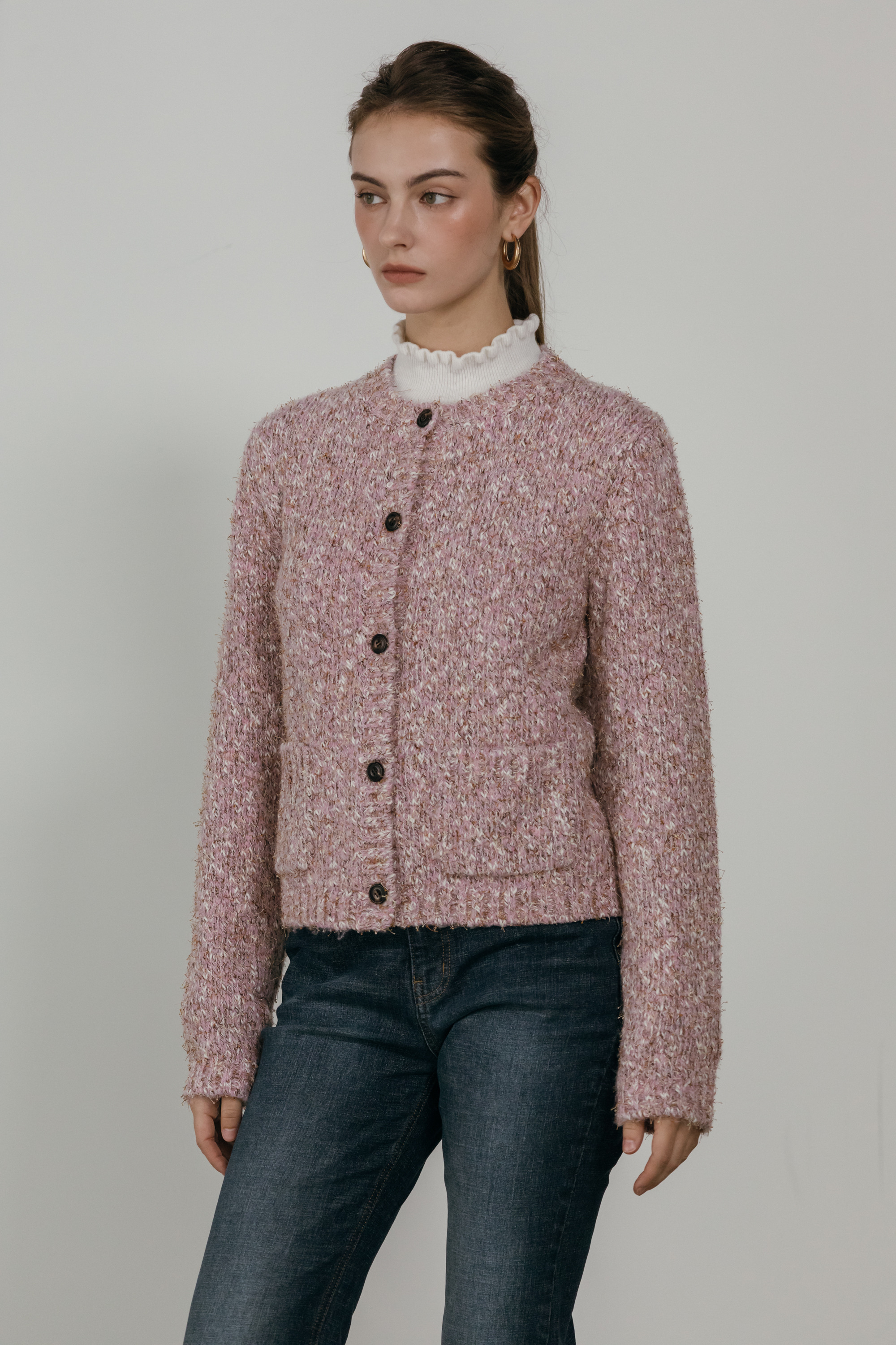 Faye Fancy Yarn Cardigan (Pink) - HAGO(하고)