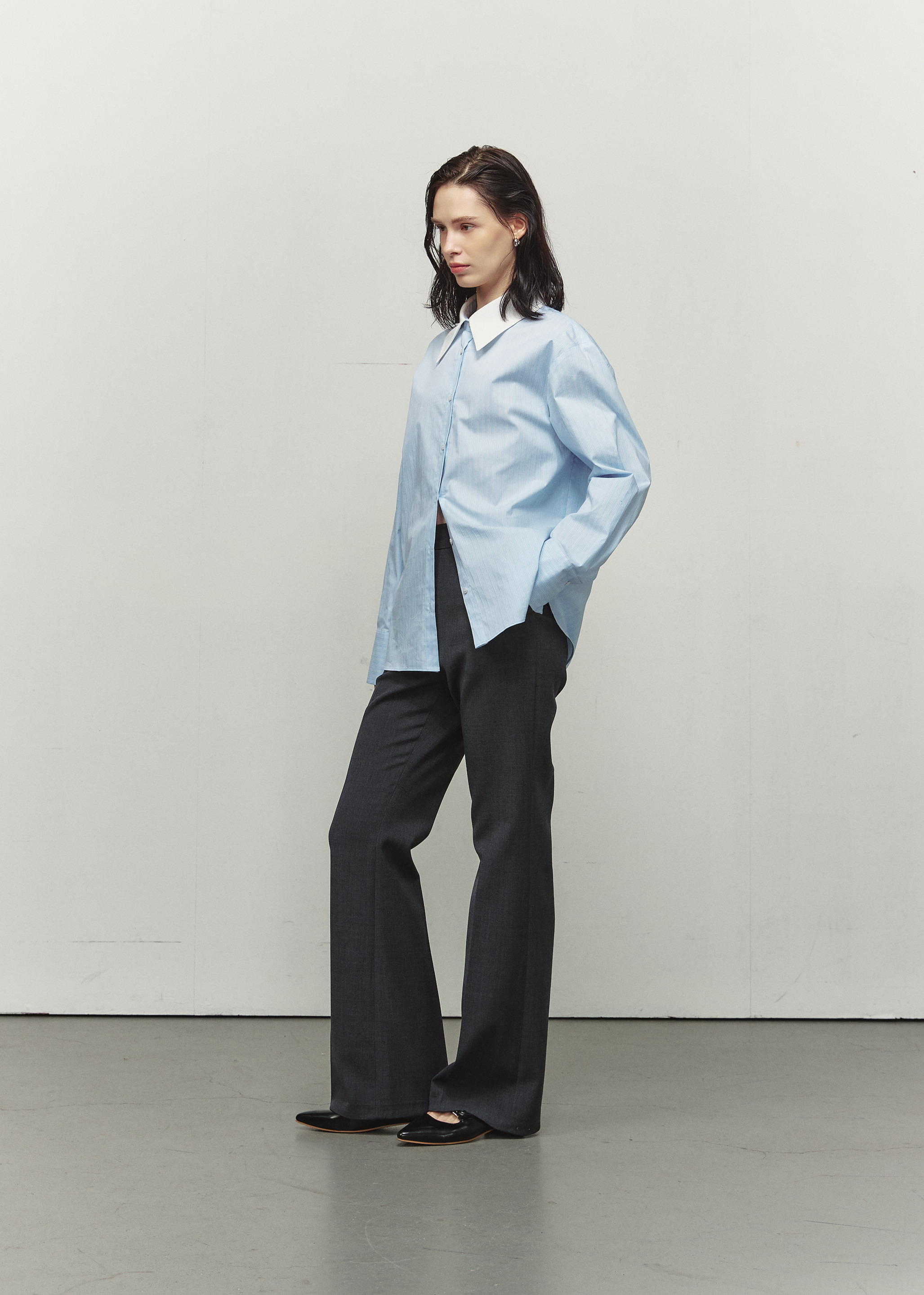 Sharon Boots Cut Slacks (Charcoal) - HAGO(하고)