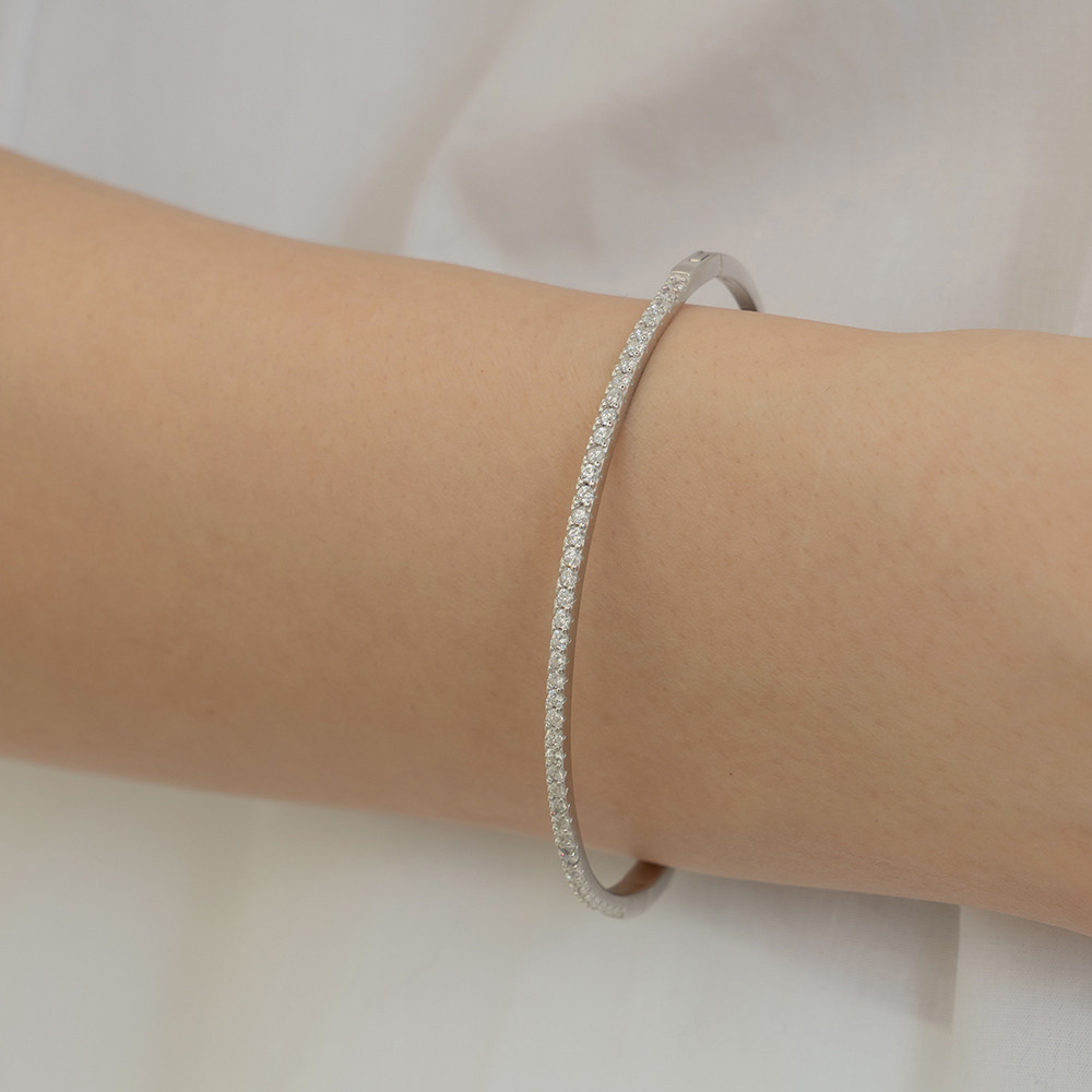 [White Gold] Buckle Cubic Bangle - HAGO(하고)