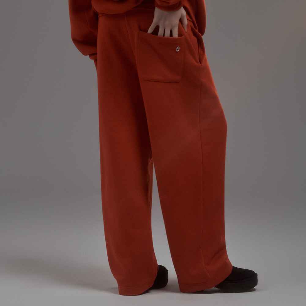 Dew Folded Sweat Pants - Red - HAGO(하고)