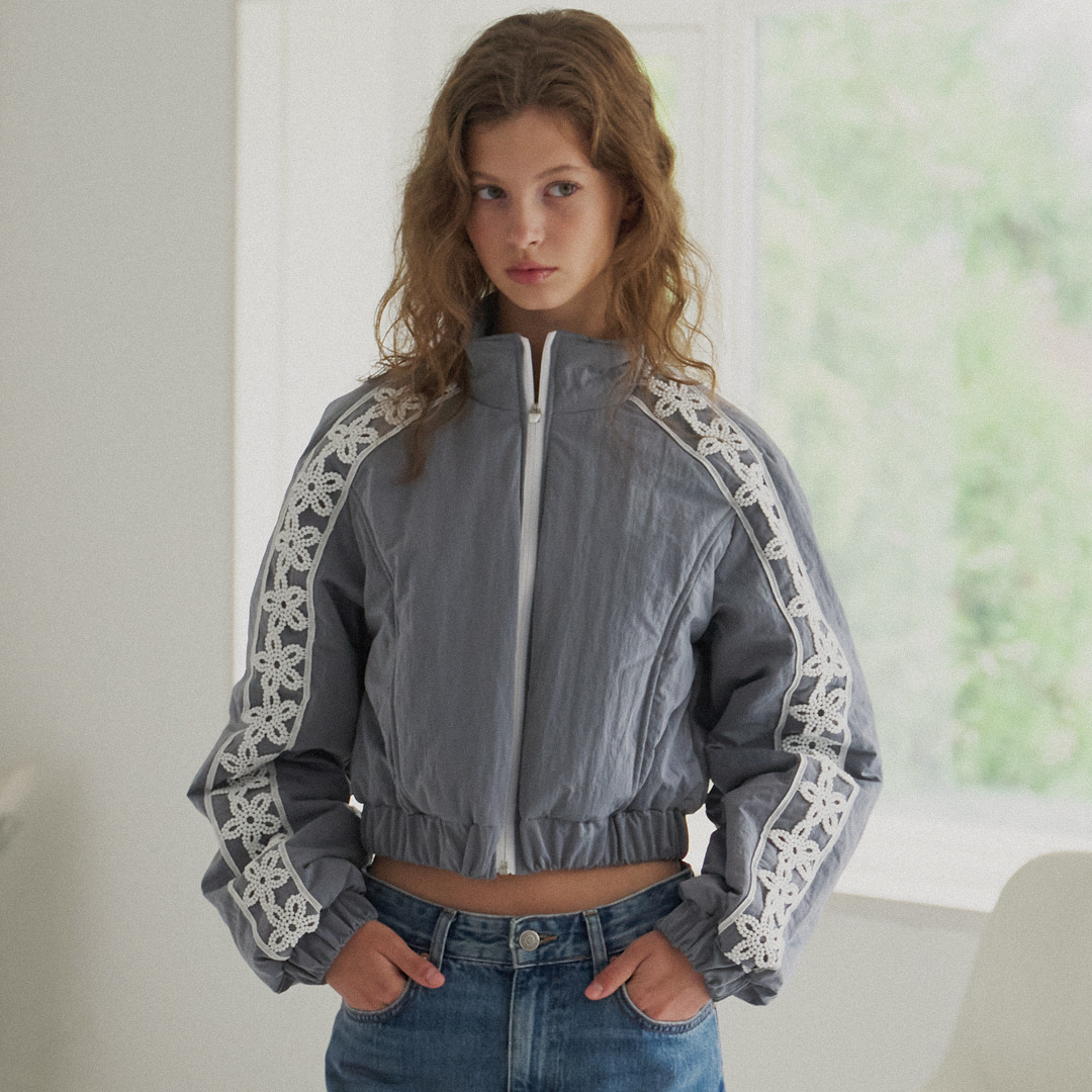 Eve Lace Padding Bomber Jacket [Gray] - HAGO(하고)