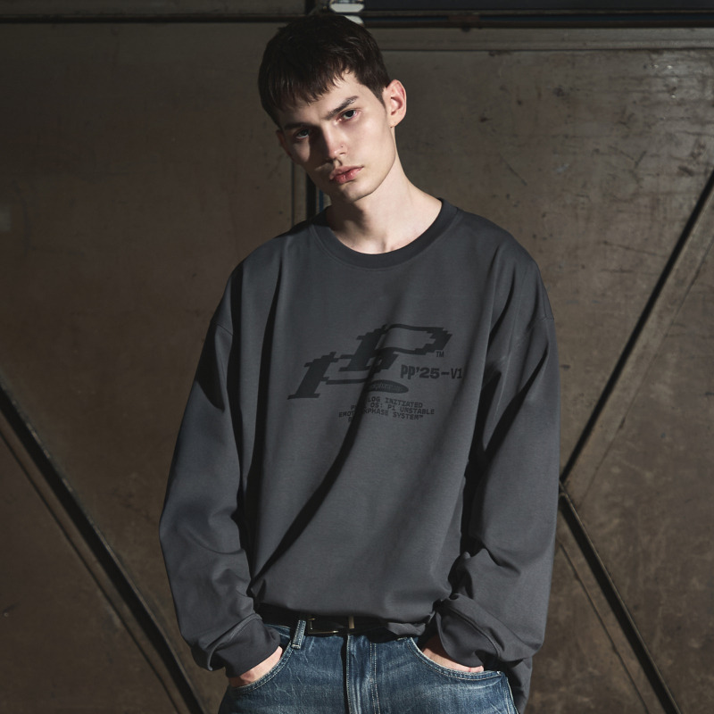 Pixel PP L/S Tee Dark Gray - HAGO(하고)