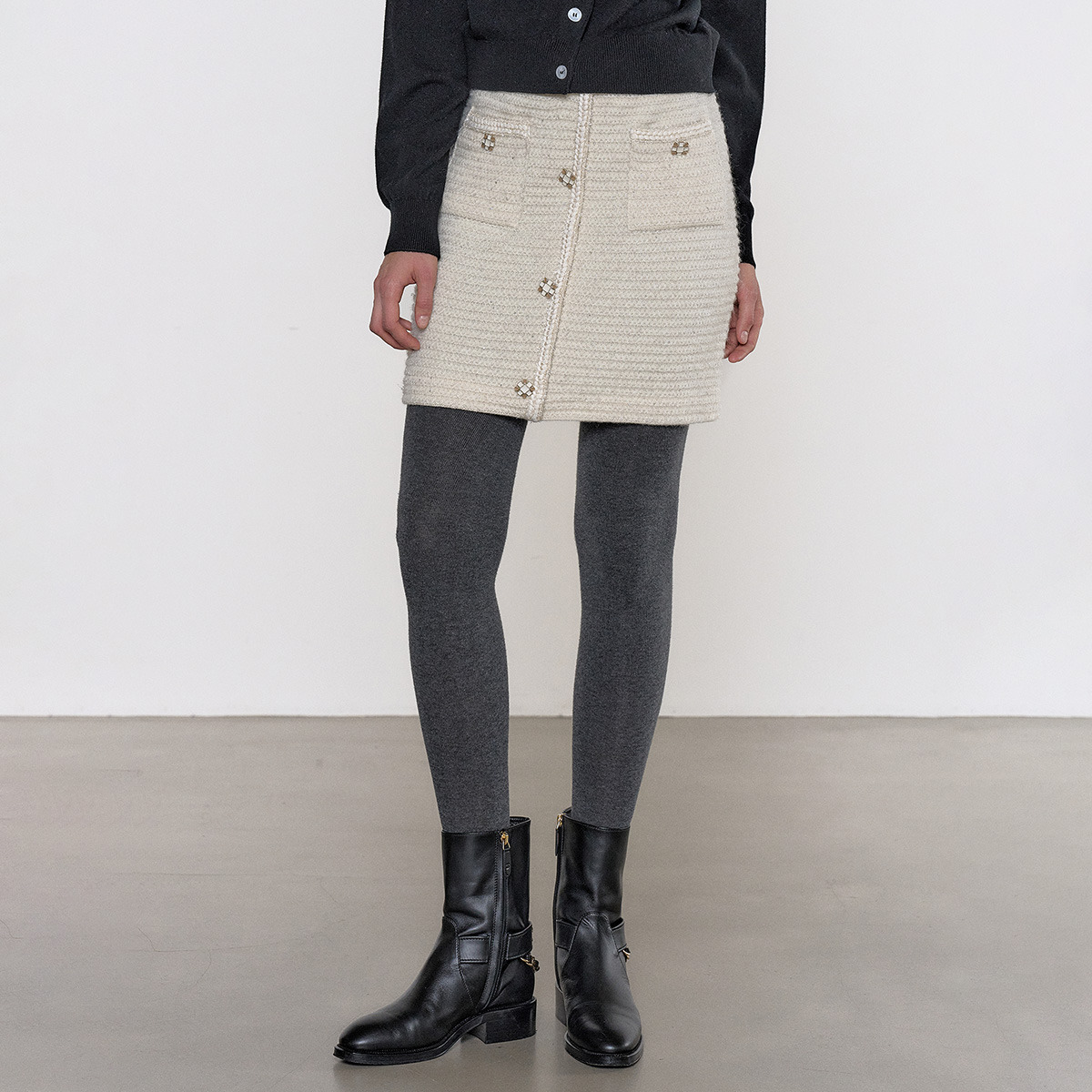 Spangle Wool Knit Skirt (2color) - HAGO(하고)