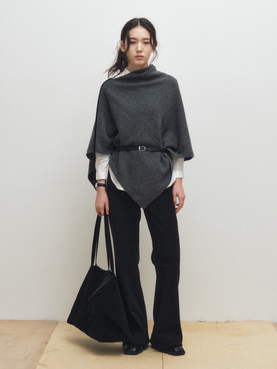Wool Lining Cape_Charcoal - HAGO(하고)