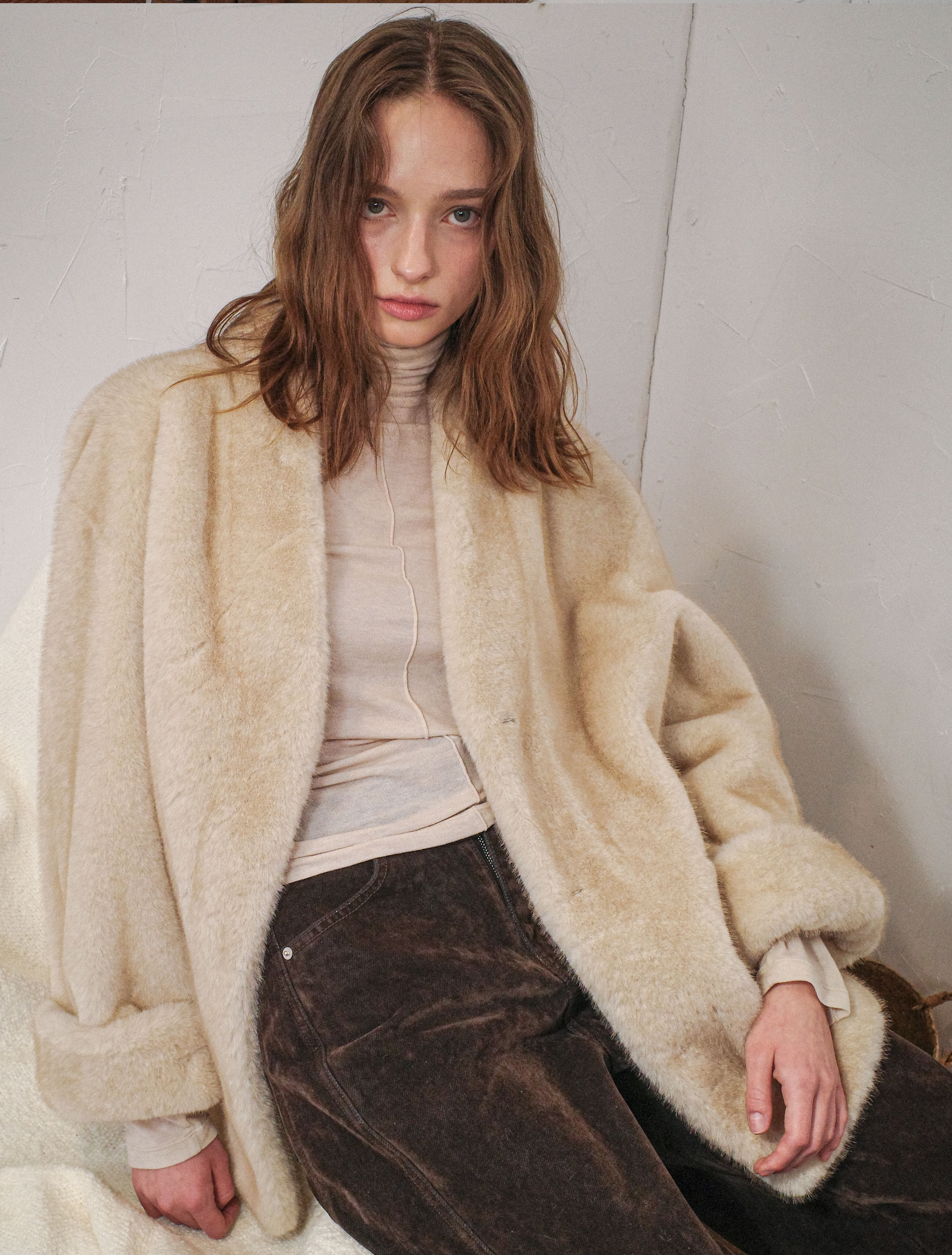 MELLOW FAUX FUR JACKET IVORY - HAGO(하고)